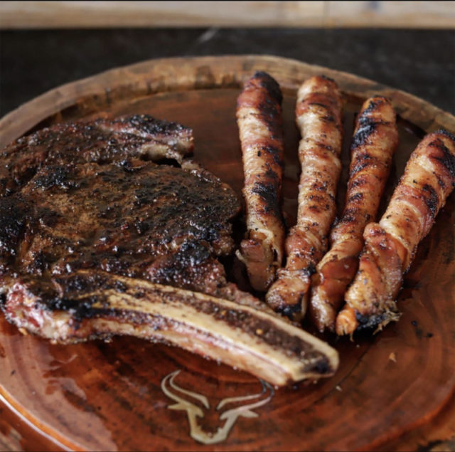 Bone-in-Ribeye-with-Bacon-Wrapped-Carrots - Urbasm